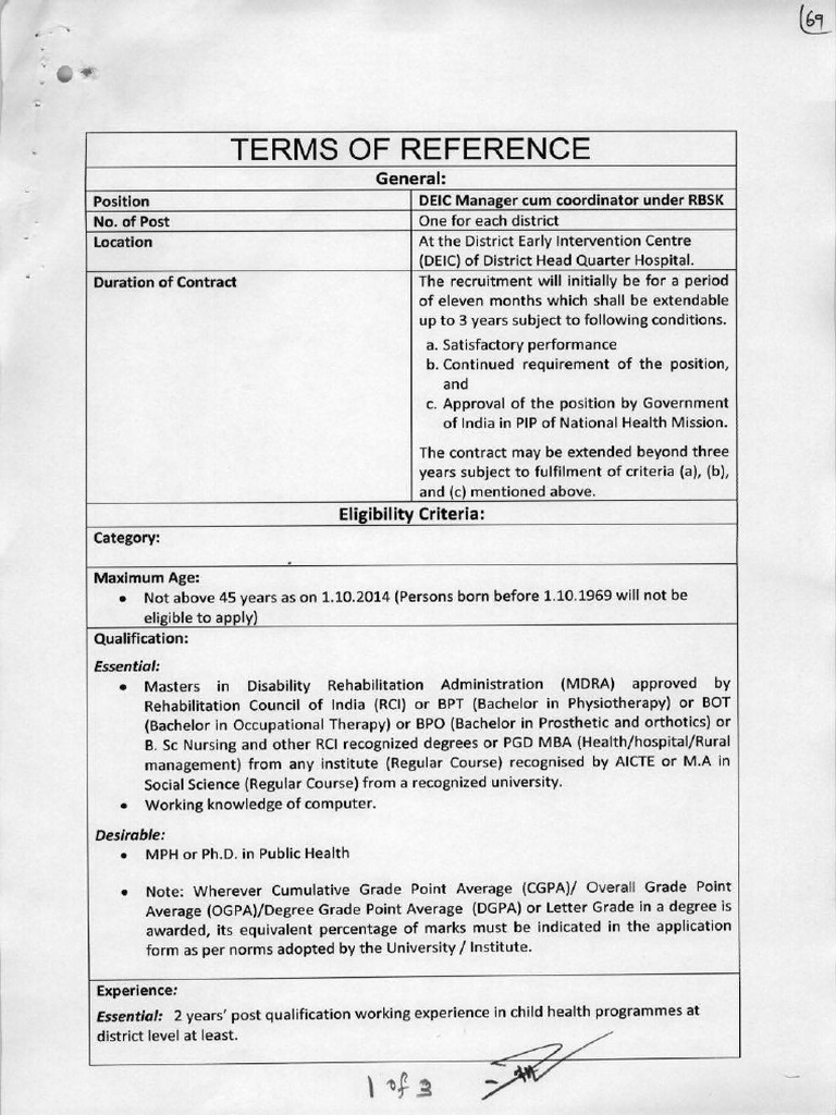 DEIC Manager Cum Coordinator RBSK | PDF