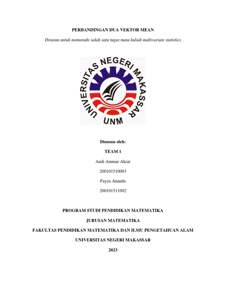 Uji Perbedaan Dua Vektor Mean | PDF