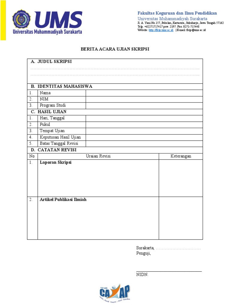 Berita Acara Pelaksanaan Ujian Skripsi | PDF