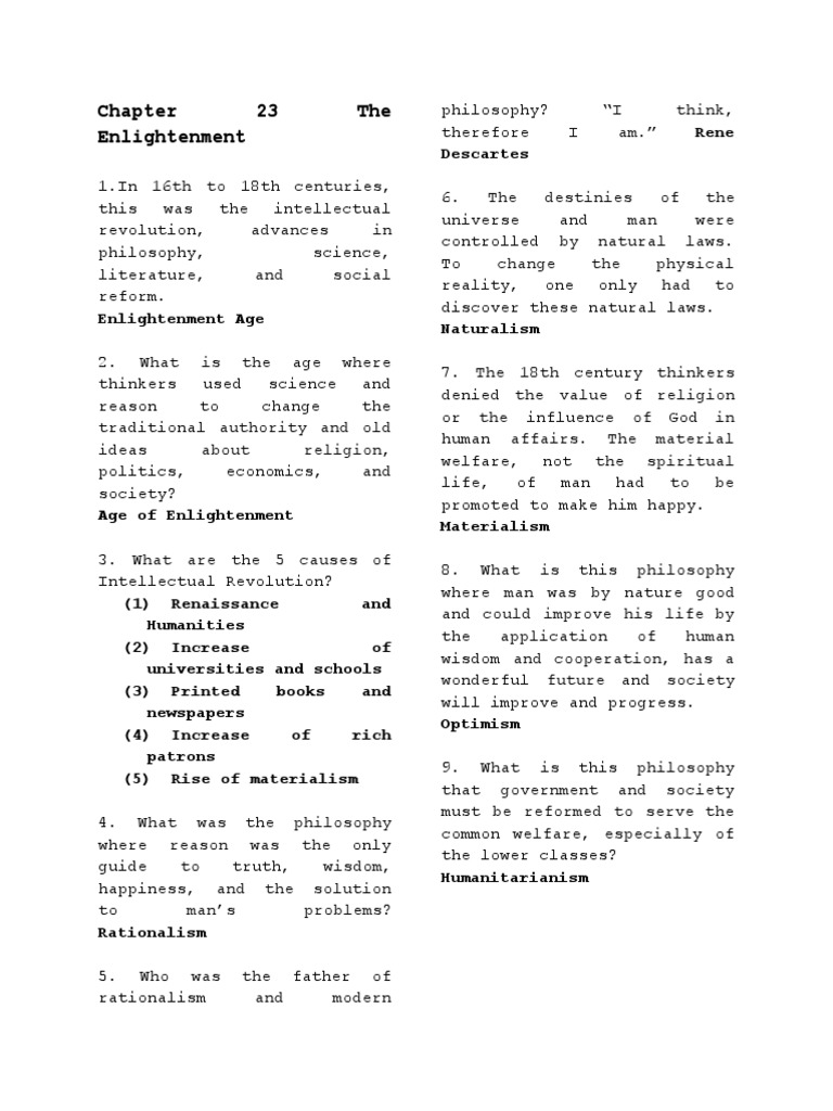 Chapter 23 The Enlightenment | PDF | Age Of Enlightenment | Reason