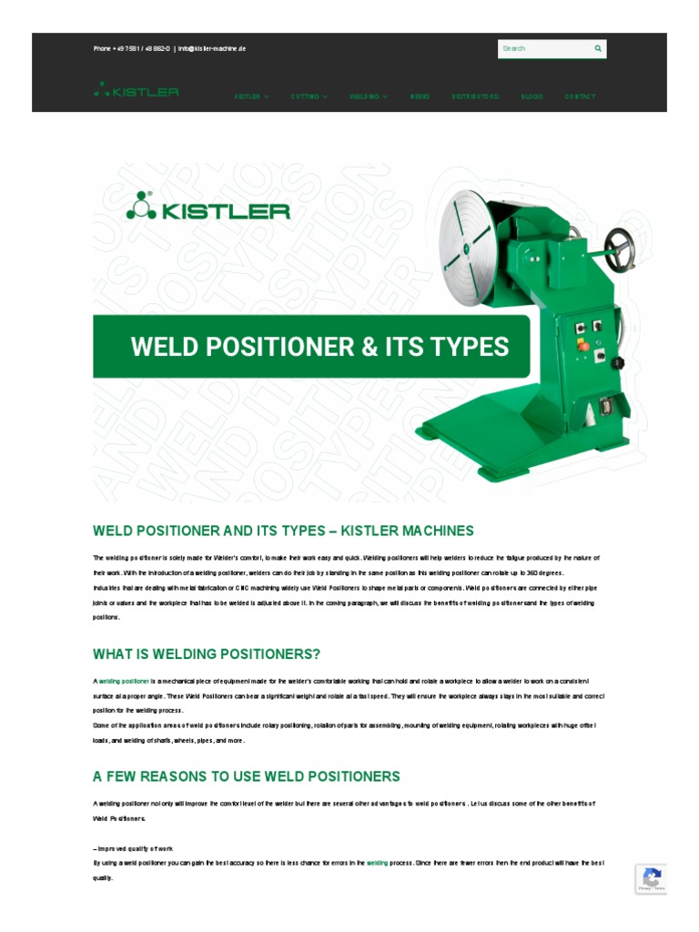 Kistler Machine Com en Weld Positioner and Types | PDF | Welding ...