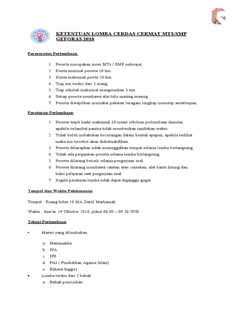 2_ketentuan_lomba_cerdas_cermat_mts | PDF