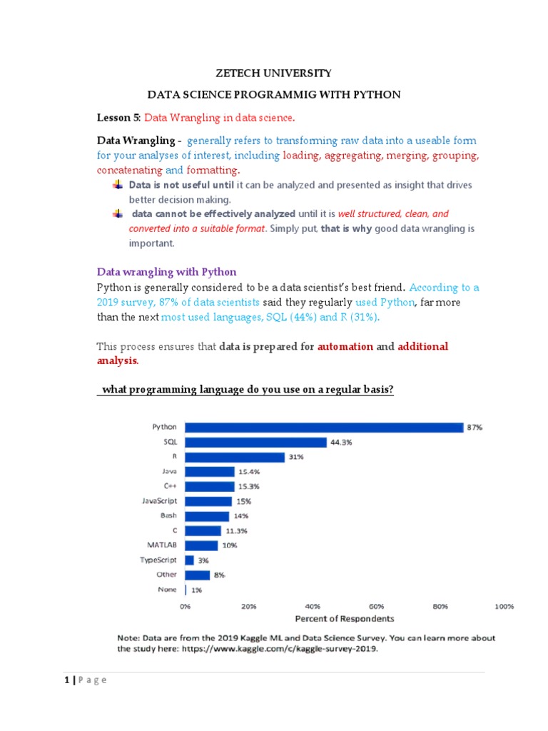 Lesson 5 Data Wrangling in Data Science. | PDF | Data | Information Science