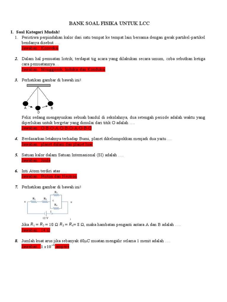 Bank Soal LCC Fisika | PDF