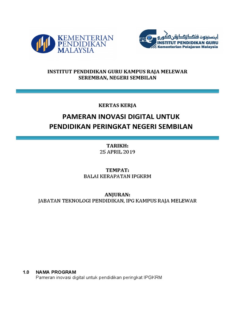 Pameran Inovasi Digital IPGKRM 2019 | PDF
