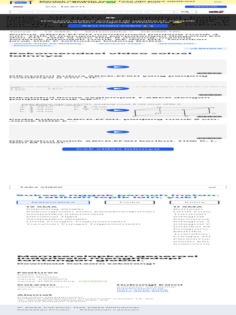 Kubus ABCD - Efgh Mempunyai Panjang Rusuk 4 Cm. Titik P Mer | PDF