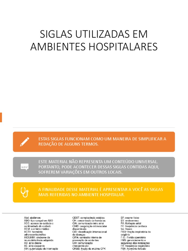 Siglas Comuns em Ambientes Hospitalares | PDF