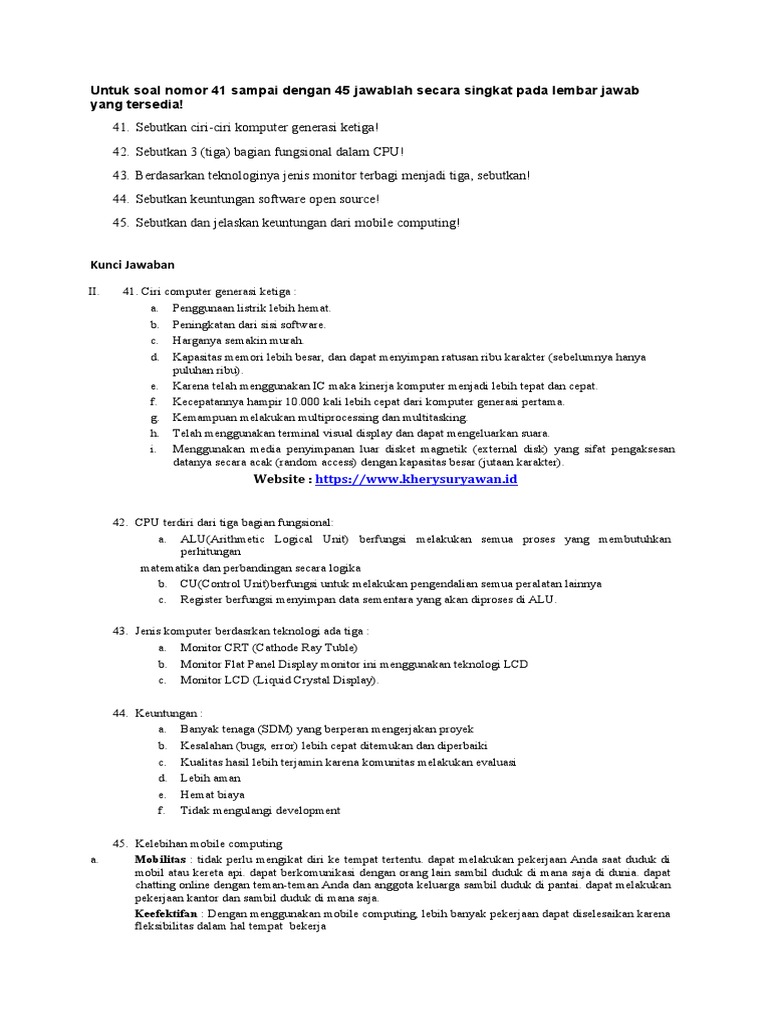 Kisi2 Mapel Informatika | PDF