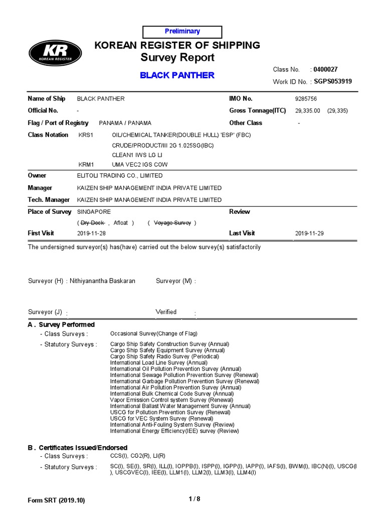 Occasional Survey Report | PDF | Ships | Oil Tanker