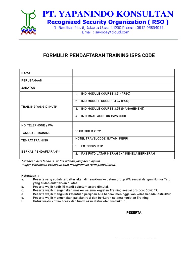 Sertifikasi Internal Auditor ISPS Code | PDF