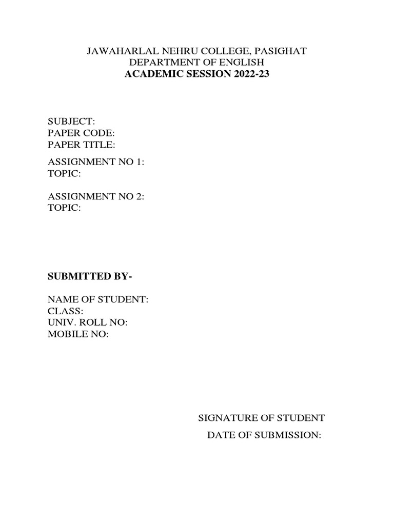 Assignment Topics & Title Page Format | PDF
