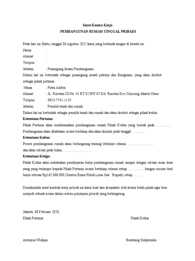 Surat-Kontrak-Kerja-Proyek | PDF