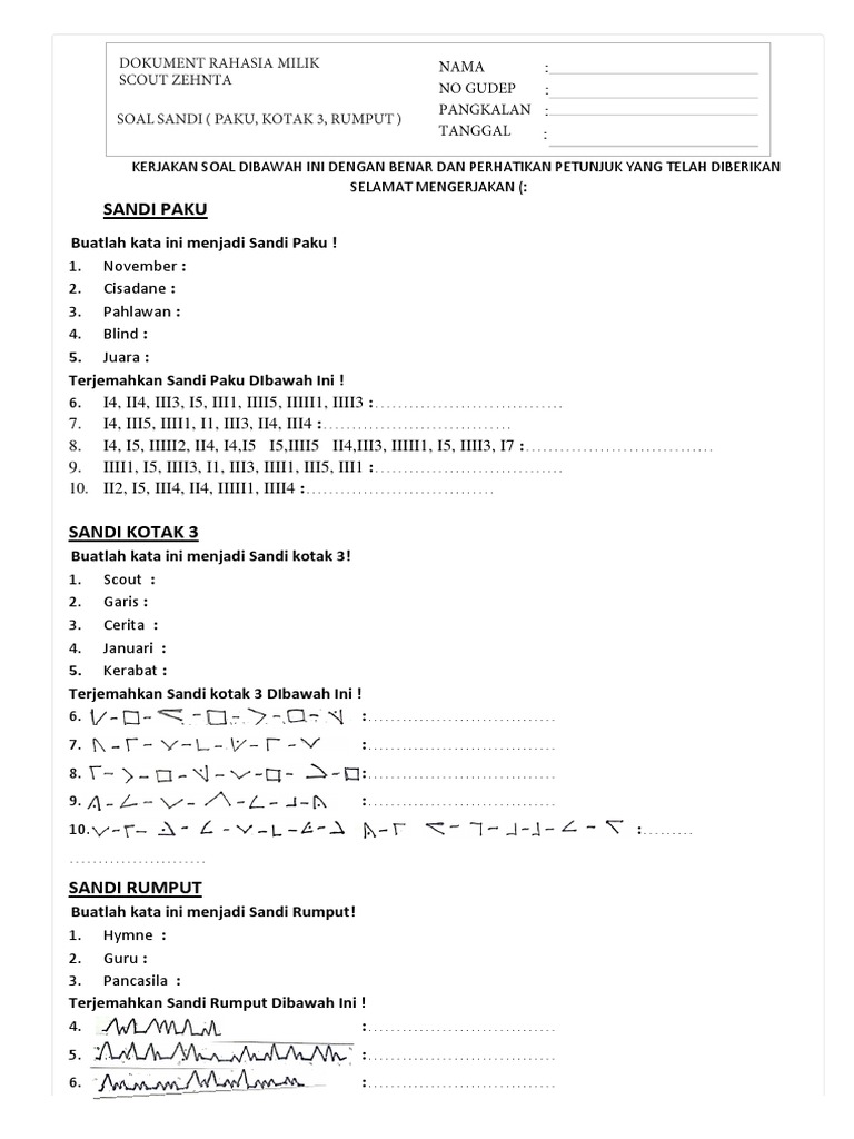 Soal Sandi Untuk Lomba | PDF