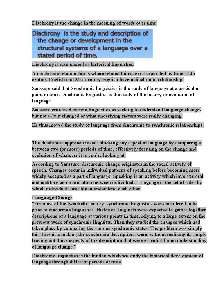Synchrony Diachrony | PDF | Linguistics | Cognition