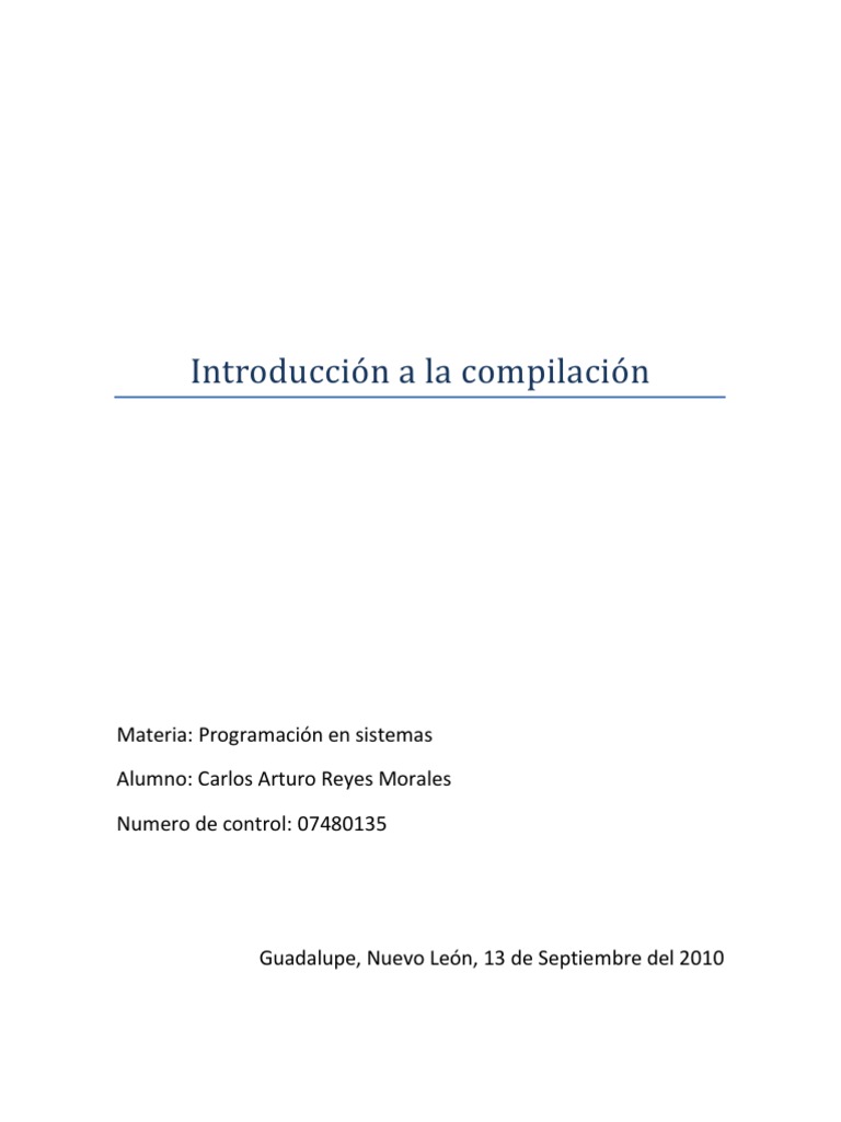 Unidad1. - Introduccion A La Compilación | PDF | Compilador | Lenguaje ...