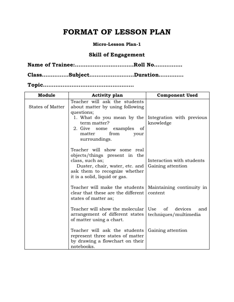Model Micro Lesson Plan | PDF