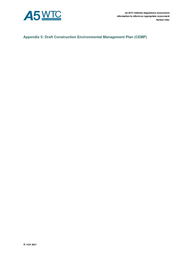 Appendix 5 - Draft Construction Environmental Management Plan (CEMP) | PDF | Environmental ...