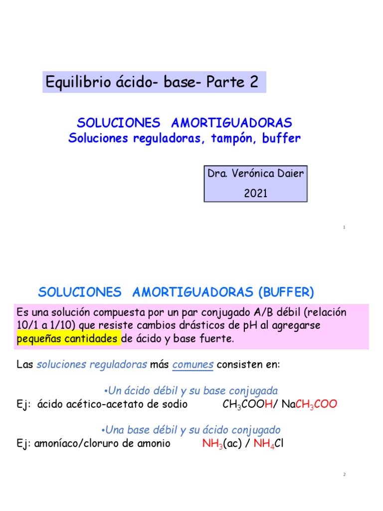 Soluciones Amortiguadoras y su Cálculo | PDF | Solución tampón ...