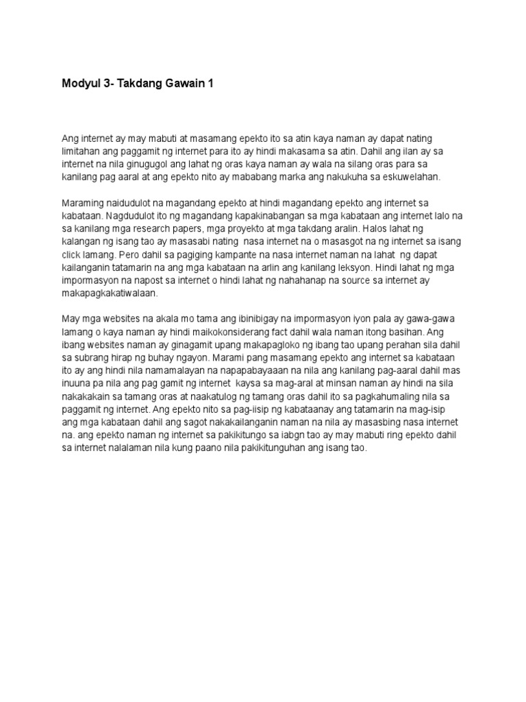 Modyul 3 - Takdang Gawain 1 | PDF