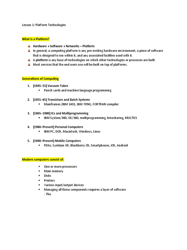 Platform Technologies Reviewer | PDF | Scheduling (Computing) | Process (Computing)