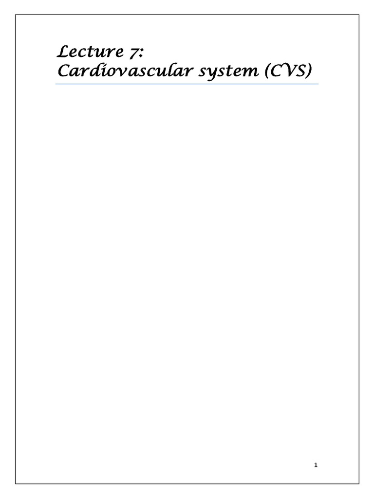 Lecture 7 Cardiovascular System Cvs | PDF | Coagulation | Platelet