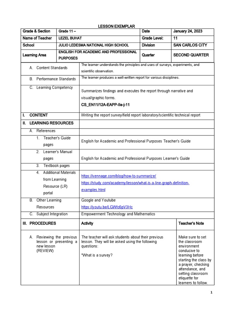 LESSON EXEMPLAR - Basic Factors of Delivery | PDF | Reading ...