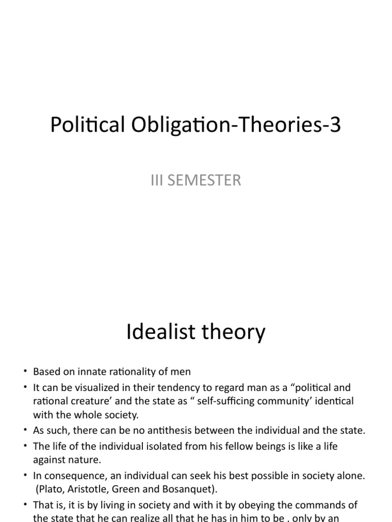 Political Obligation-Theories-3 | PDF | Idealism | Metaphilosophy