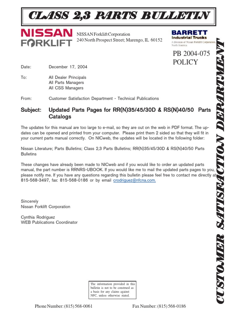 Nissan Rrn35-50 Parts Manual | PDF | Communication | Internet