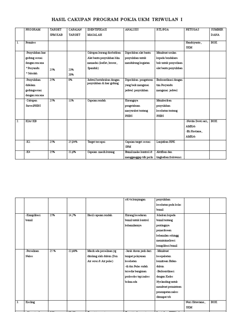 Capaian Triwulan 1 Ukm | PDF