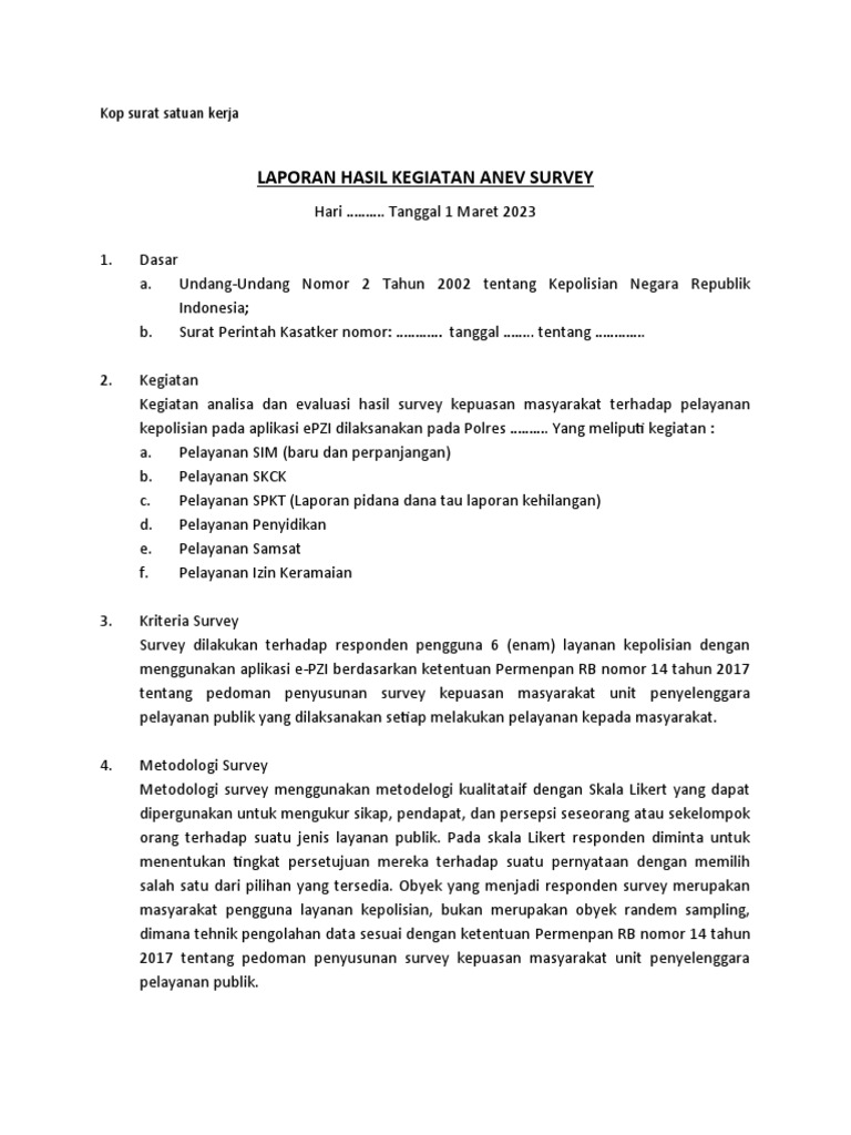 Anev Penilaian Survey | PDF