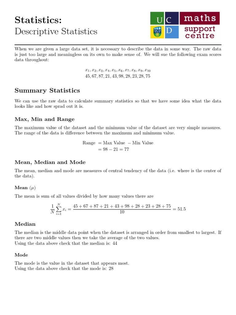 Mean and Standard Deviation | PDF | Mode (Statistics) | Mean