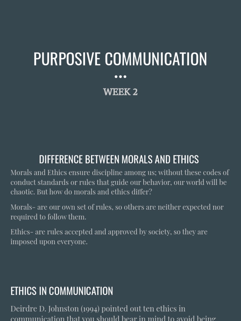 Week 2 Purposive Communication | PDF | Communication | Morality