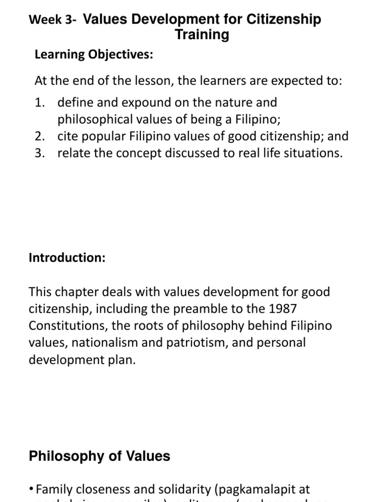 Values Development For Citizenship Training | PDF | Happiness | Contentment