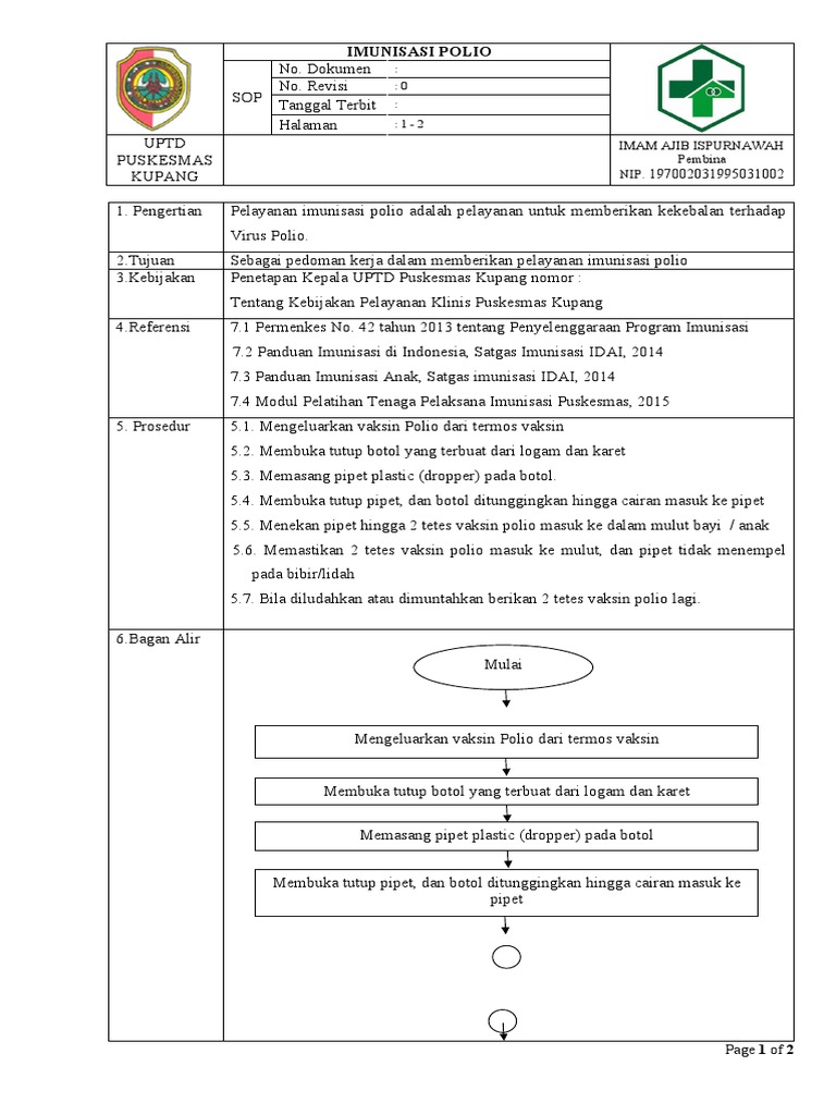 7.sop Imunisasi Polio | PDF