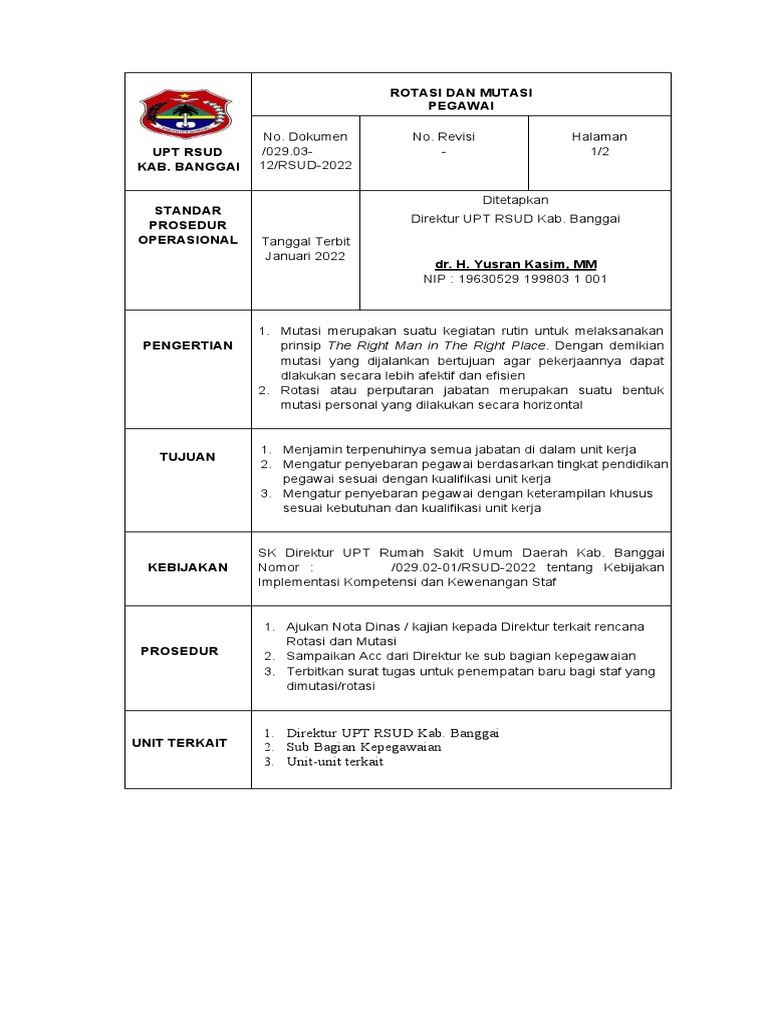 SPO Rotasi Dan Mutasi Pegawai-Edit | PDF