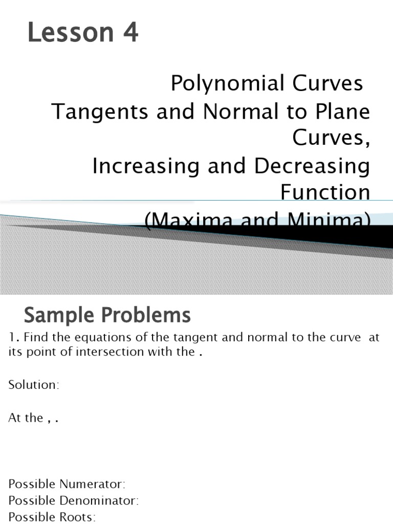 Tangents and Normals to Curves | PDF | Tangent | Maxima And Minima