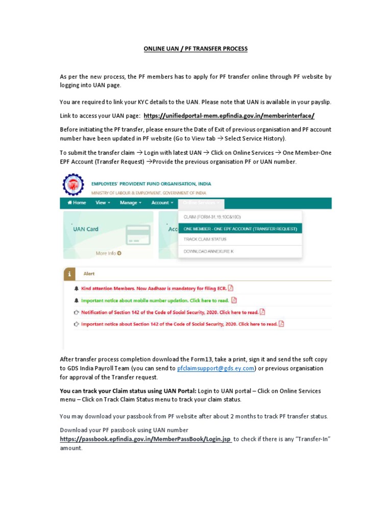 PF Transfer process | PDF