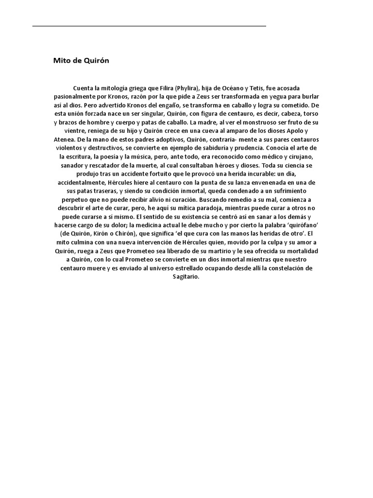 Mito de Quirón: El Sanador Herido | PDF