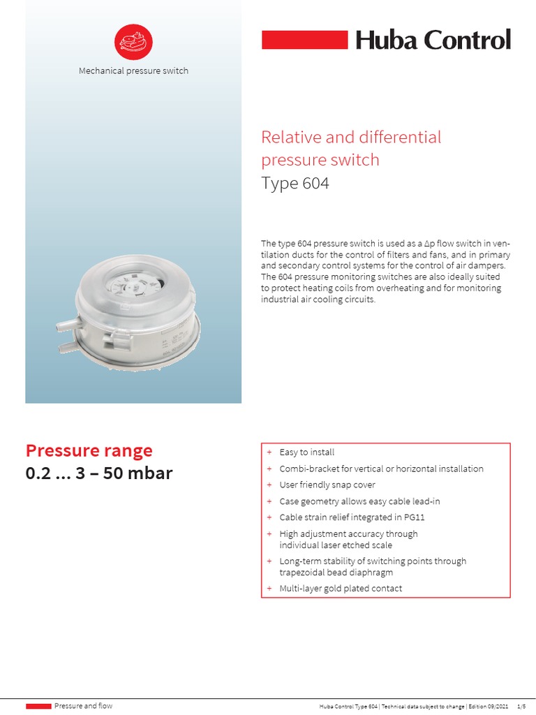 604 Pressure Switch | PDF | Switch | Electrical Connector