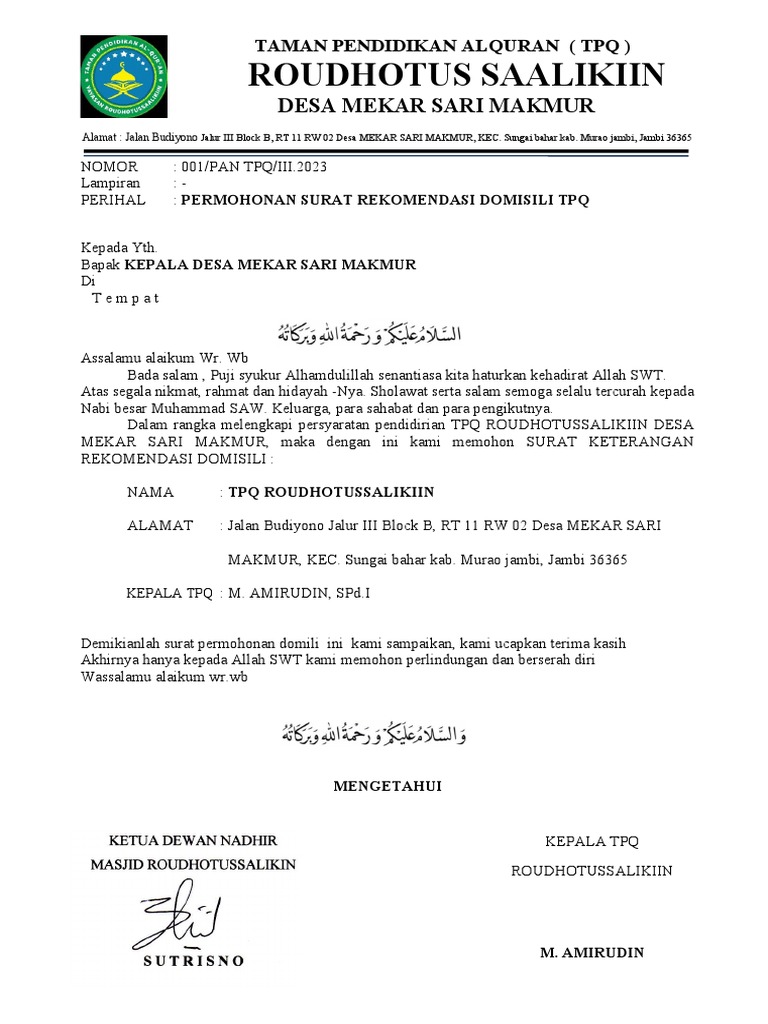 permohonan SURAT DOMISILI | PDF