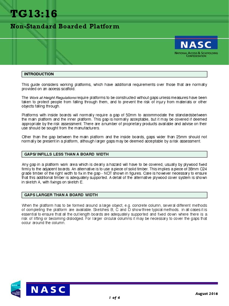 TG13 16 Non Standard Boarded Platform 1 | PDF | Plywood | Risk Assessment