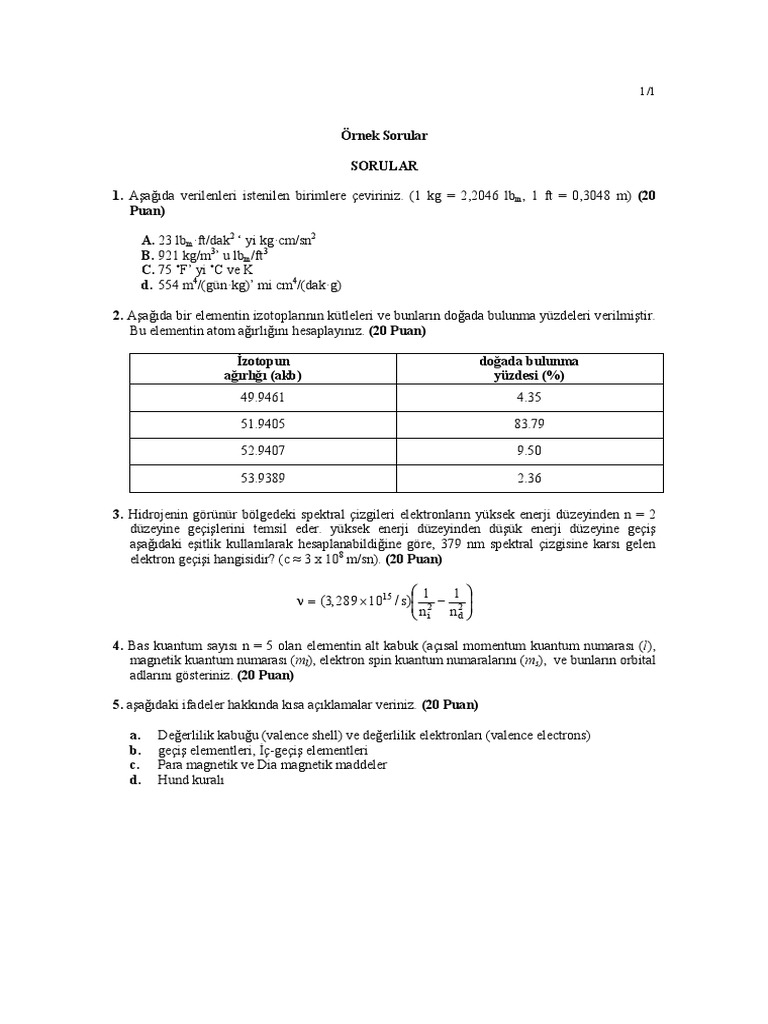 Ornek Sinav Sorulari | PDF