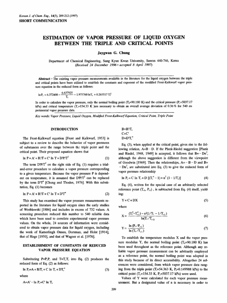Vapor Pressure of Liquid Oxygen Study | PDF | Pressure | Vapor