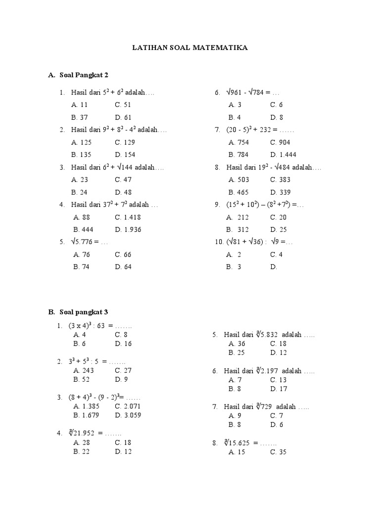 LATIHAN SOAL MATEMATIKA Kelas 6 Bilangan Bulat | PDF | Metode & Bahan Ajar