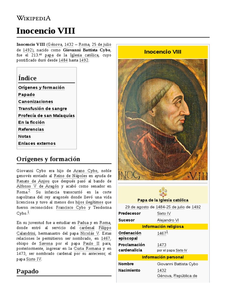 Inocencio VIII | PDF | Iglesia Católica | Santa Sede