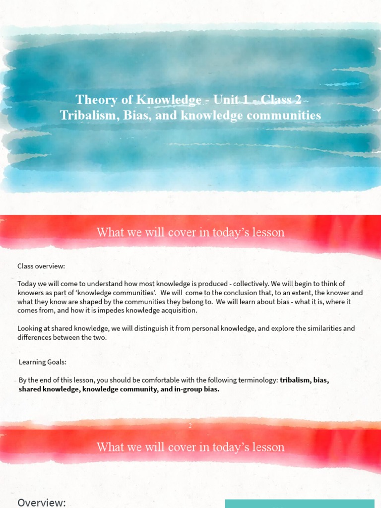Theory of Knowledge - Unit 1 - Class 2 Shared Knowledge DR (1) | PDF ...