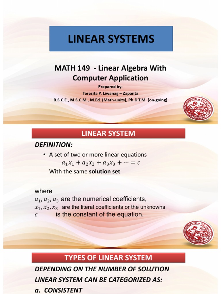 Linear Systems: A Guide to Consistent, Inconsistent, and Dependent Systems | PDF | Matrix ...