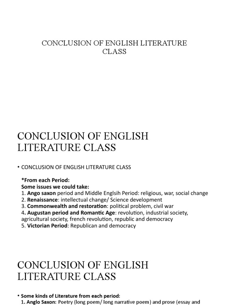 Conclusion of Literature Class | PDF