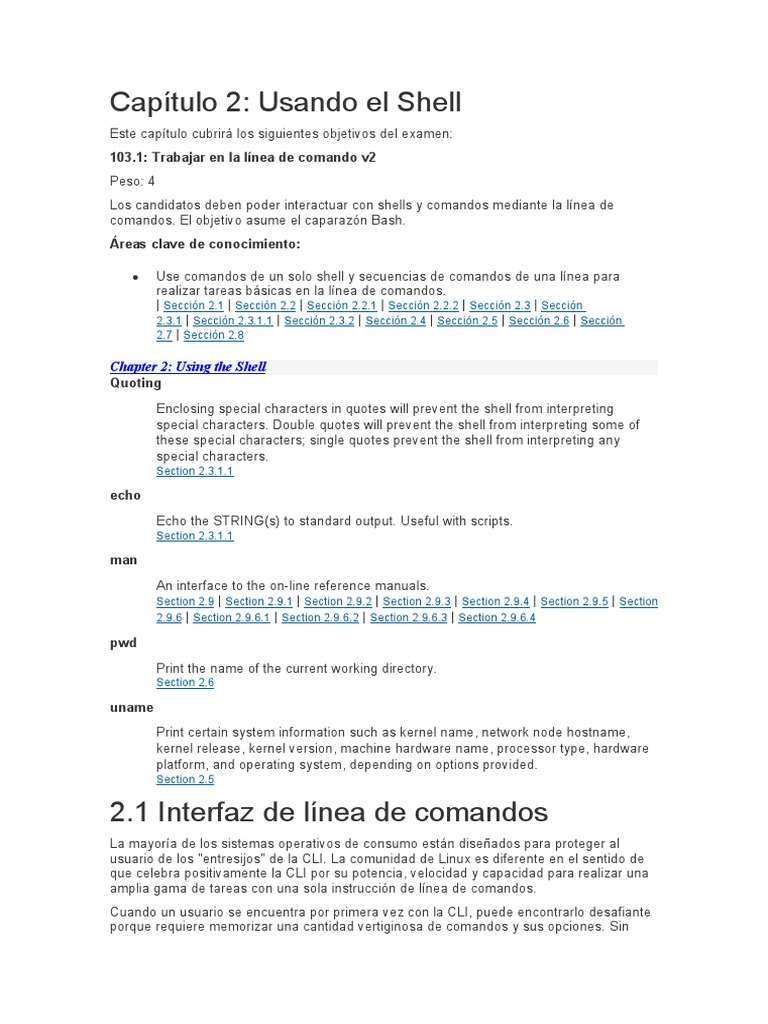 Capítulo 2 Usando El Shell | Descargar gratis PDF | Interfaz de línea ...