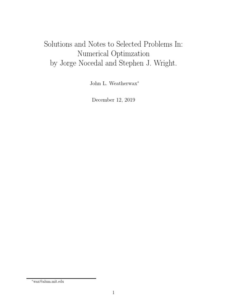 Weatherwax Nocedal Solutions | PDF | Matrix (Mathematics) | Limit (Mathematics)